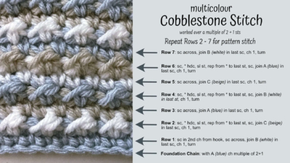 Cobblestone Stitch Crochet Tutorial - Multicolour - JSPCREATE